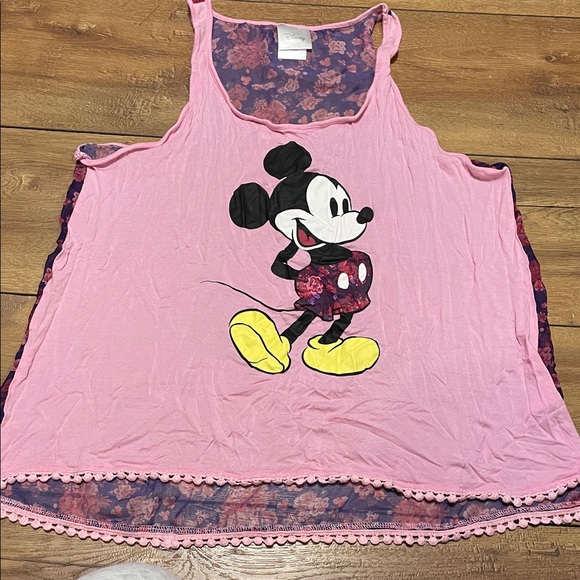 Disney | Tops | Disney Pink Tank Top With Mickey Mouse And Floral ...